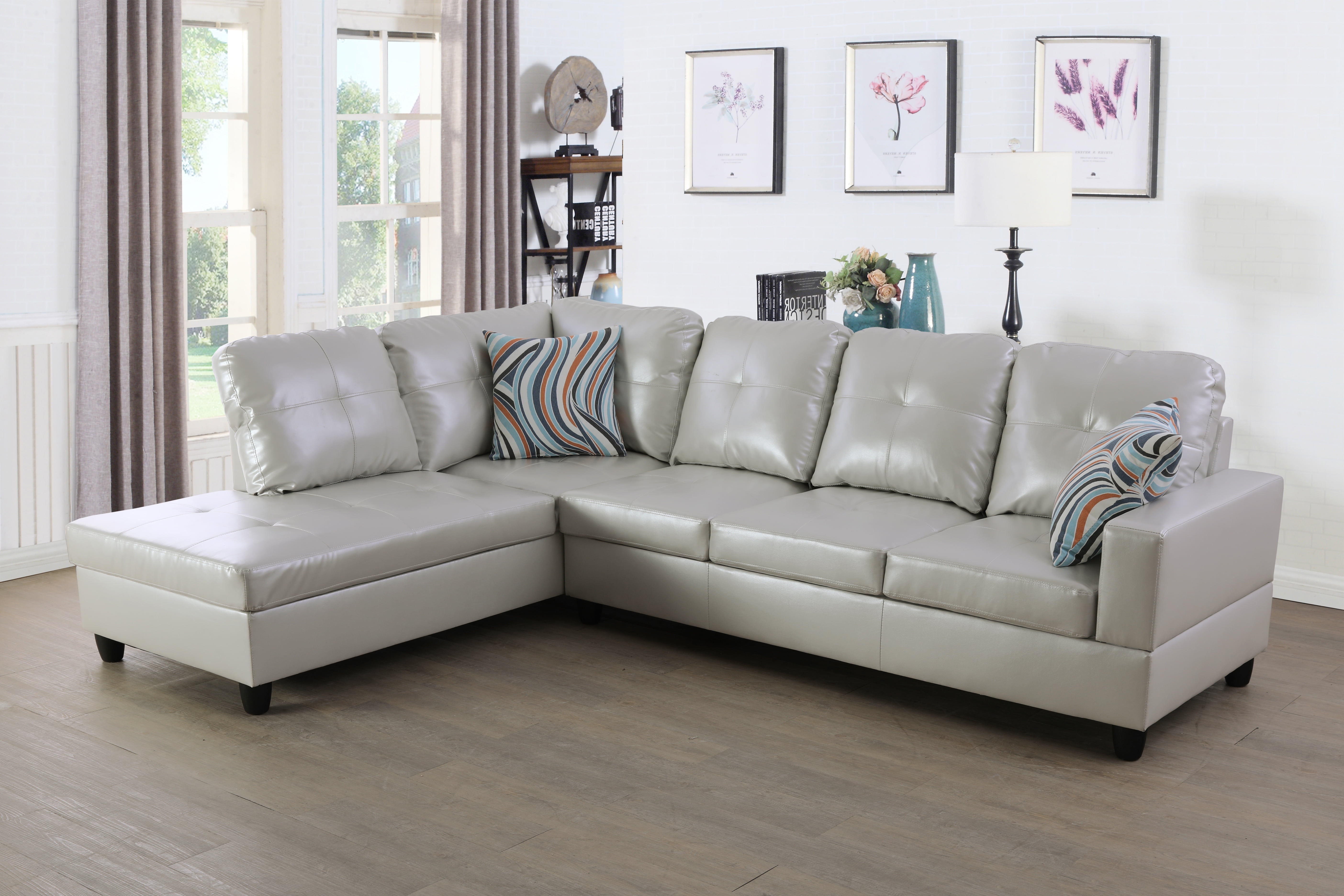 Kim Modern Left Hand Sectional Sofa Set with Toss Pillow - Walmart.com