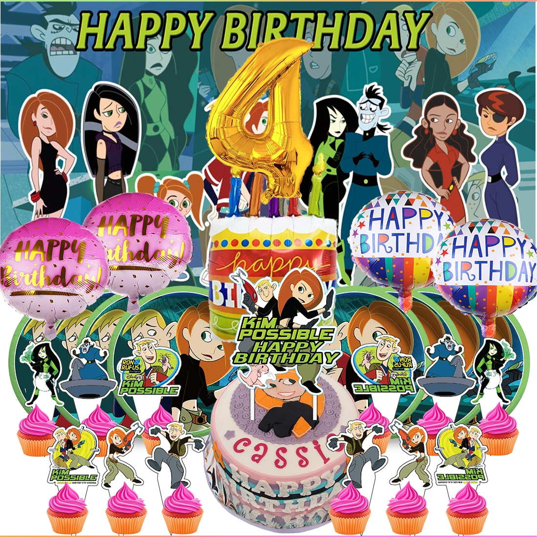 Kim Possible 4th Tableware Balloons Cake Toppers Backdrop Banner ...