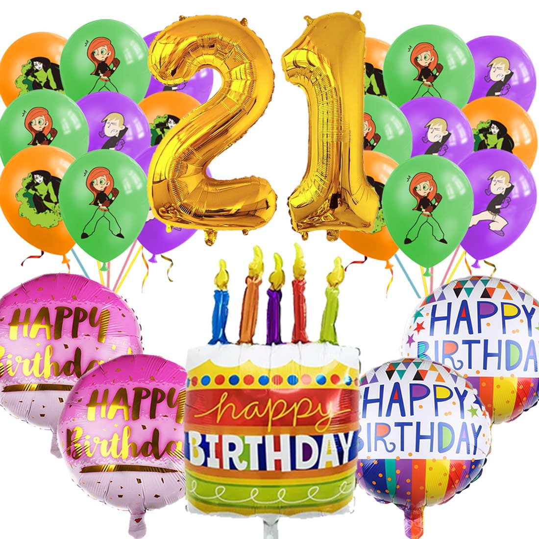 Kim Possible Balloons Party Supplies 21th Big Number Decorations Decor ...