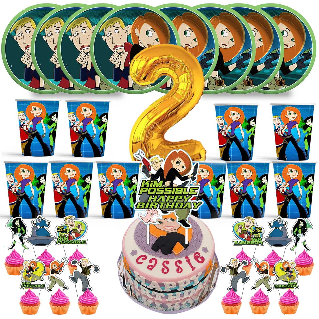 Kim Possible Birthday 2nd Cups Party Supplies Plates Fans Decorations ...
