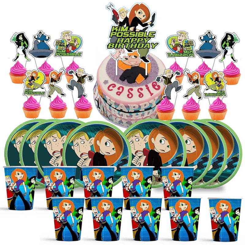 Kim Possible Birthday Cups Party Supplies Plates Fans Decorations Cake ...