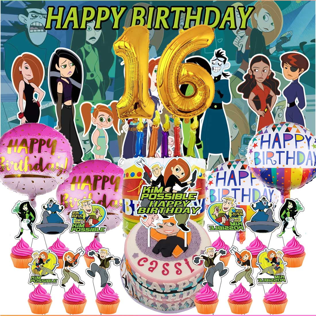 Kim Possible Party Supplies Decor 16th Kit Balloons Birthday Cake ...