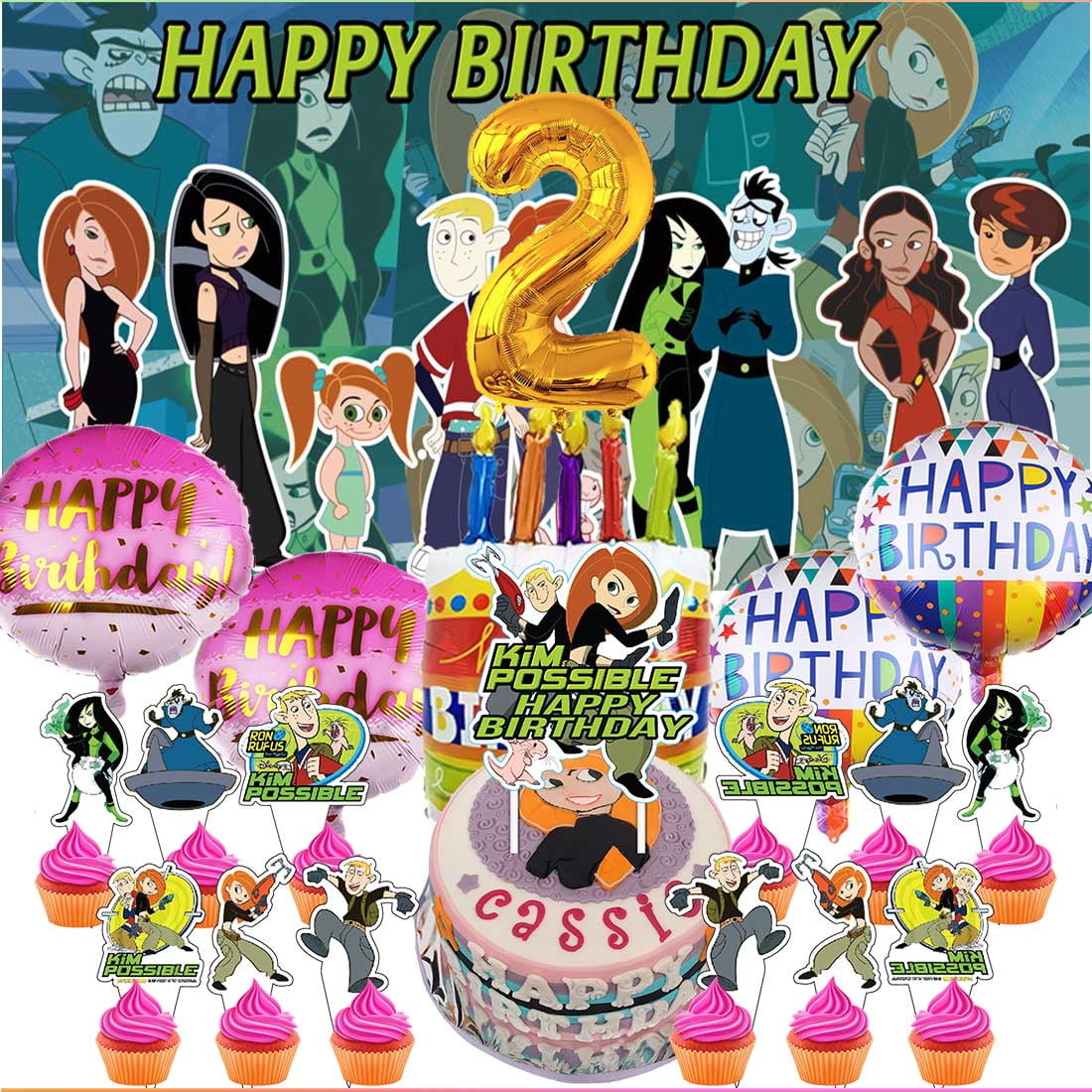 Kim Possible Party Supplies Decor 2nd Kit Balloons Birthday Cake Topper ...