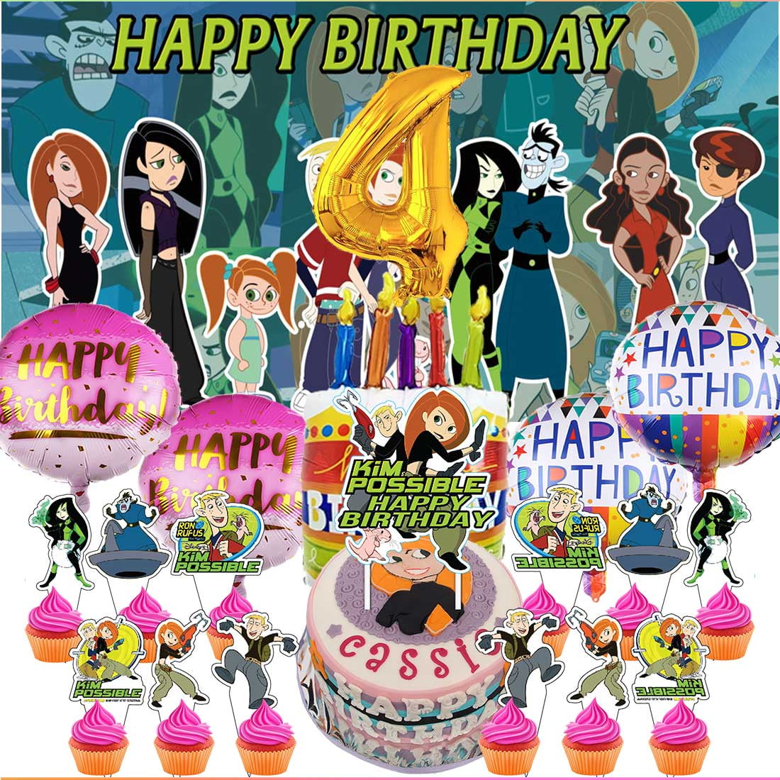 Kim Possible Party Supplies Decor 4th Kit Balloons Birthday Cake Topper ...