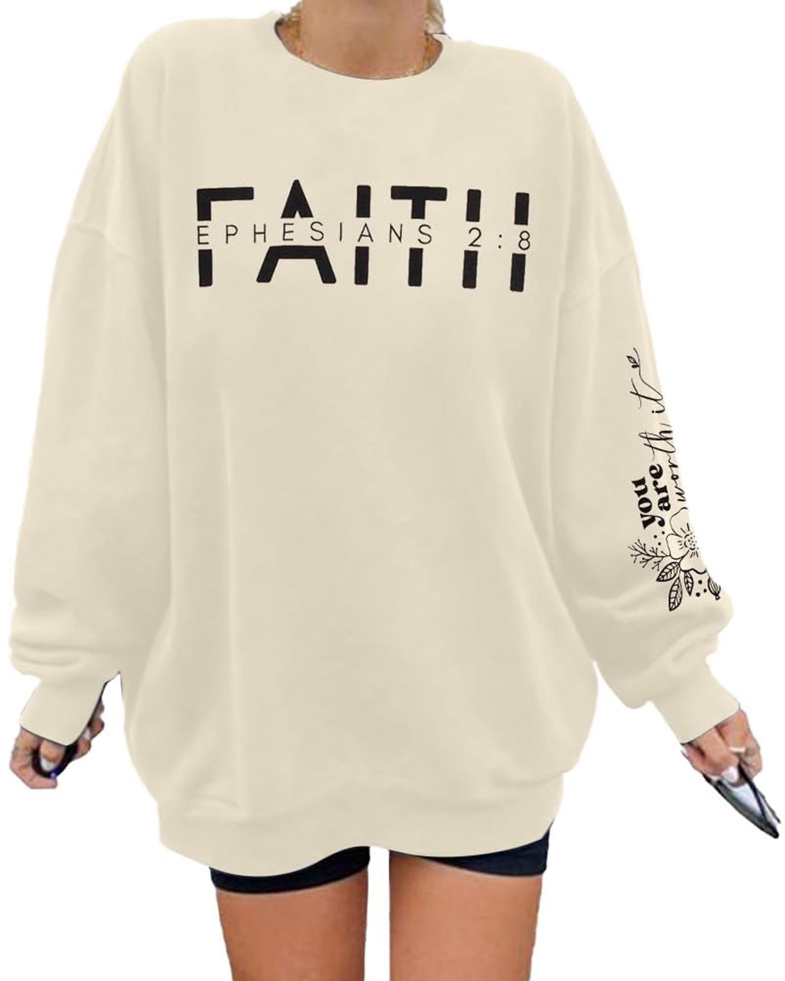 KimSoong Women Christian Sweatshirt Faith Shirts Jesus Sweatshirt ...