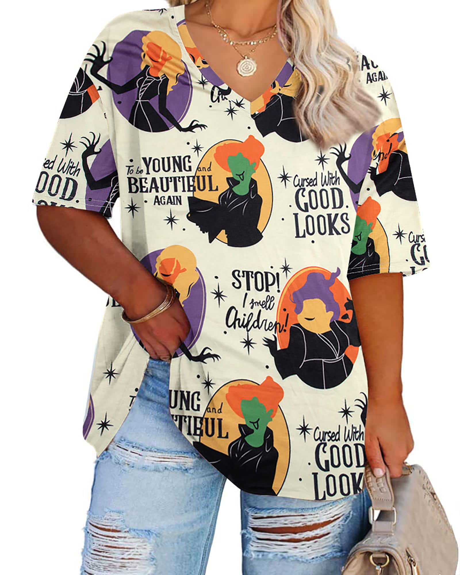 KimSoong Plus Size Halloween Shirt for Women Clowns I Smell Children ...