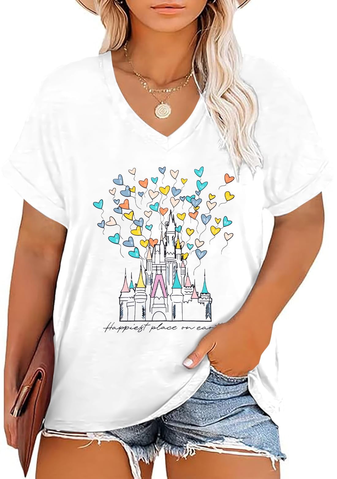 KimSoong Plus Size Magic Kingdom Shirts for Women Castle Graphic T ...