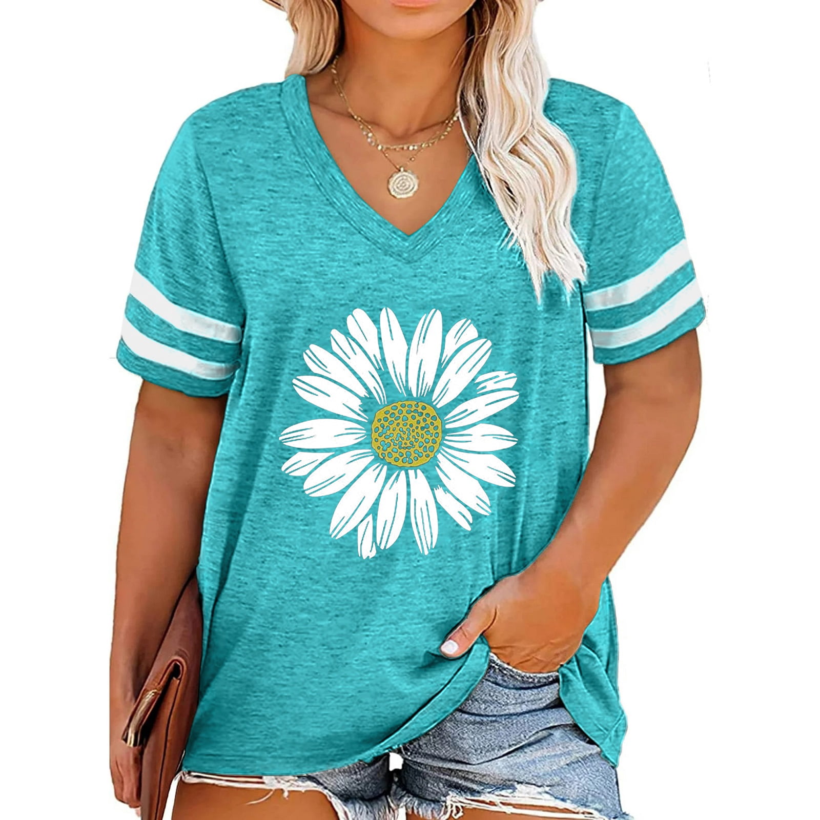 KimSoong Plus Size Sunflower Shirts for Women Cute Dandelion Graphics T ...