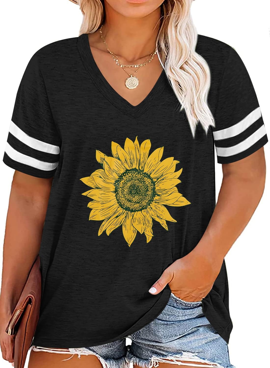 KimSoong Plus Size Sunflower Shirts for Women Cute Dandelion Graphics T ...