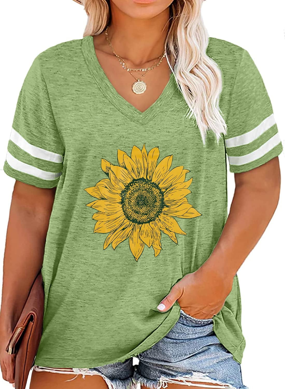 KimSoong Plus Size Sunflower Shirts for Women, Cute Dandelion Graphic ...