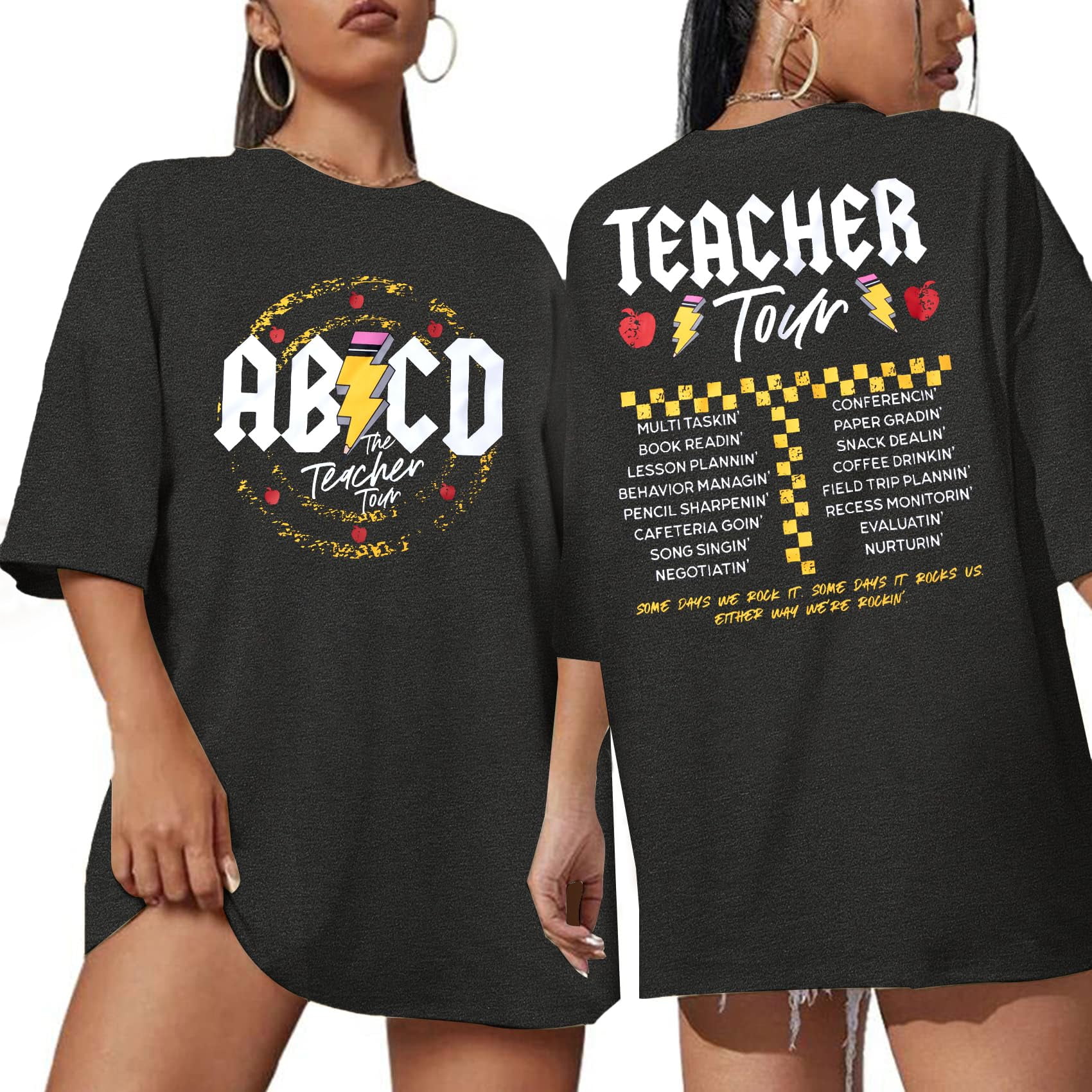 KimSoong Teacher Shirts ABCD The Teacher Tour T-Shirt Oversized Funny ...