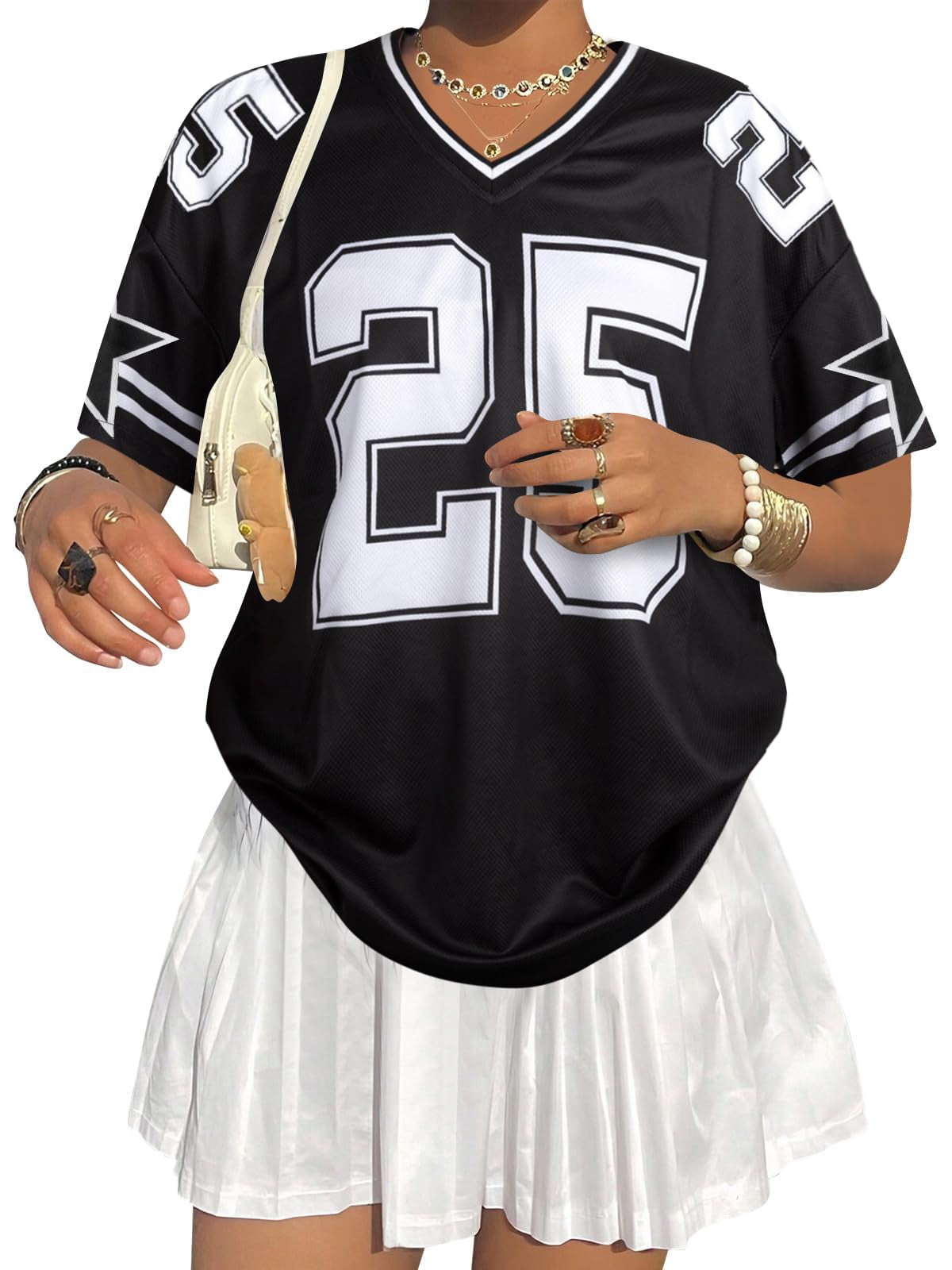 KimSoong Women Jersey Shirt Y2k Graphic Tees V Neck Baggy Streetwear ...