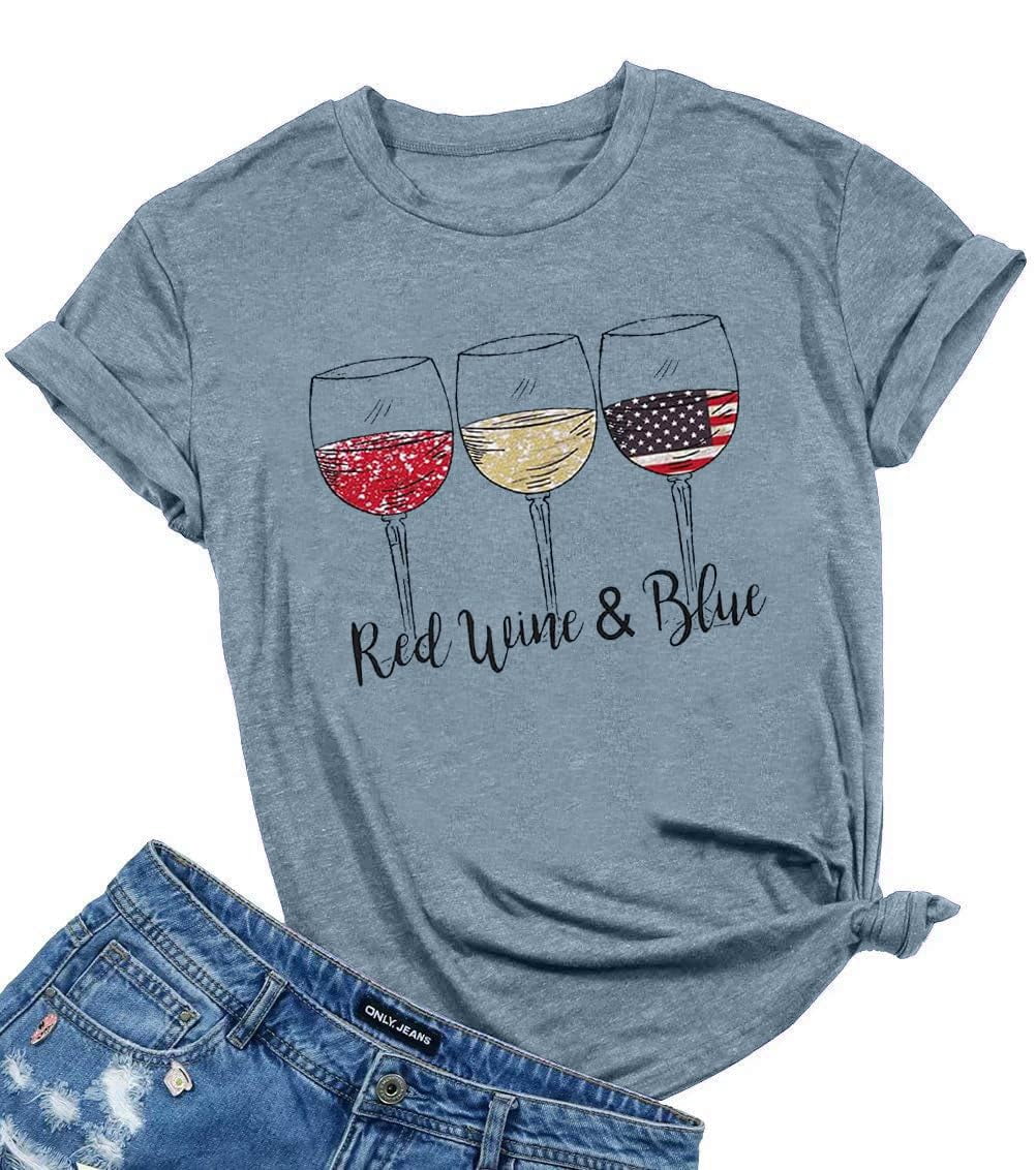 KimSoong Women Patriotic Shirts Red White and Blue Shirts American Flag ...