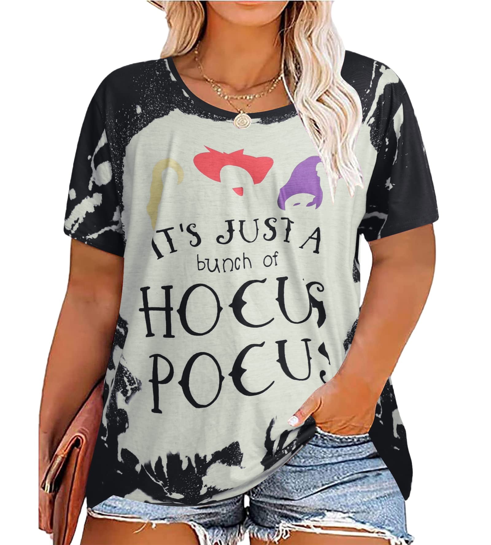 KimSoong Women Plus Size Hocus Pocus Shirts, Sanderson Sisters Graphic ...