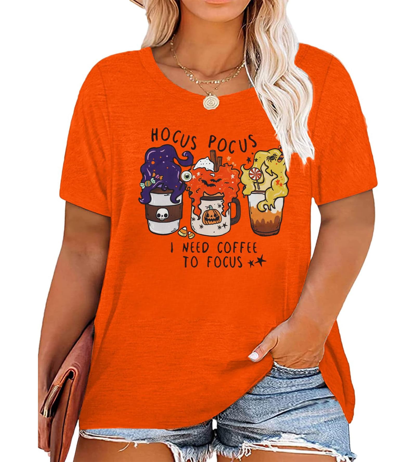 KimSoong Women Halloween Plus Size Hocus Pocus Shirts Sanderson Sisters ...