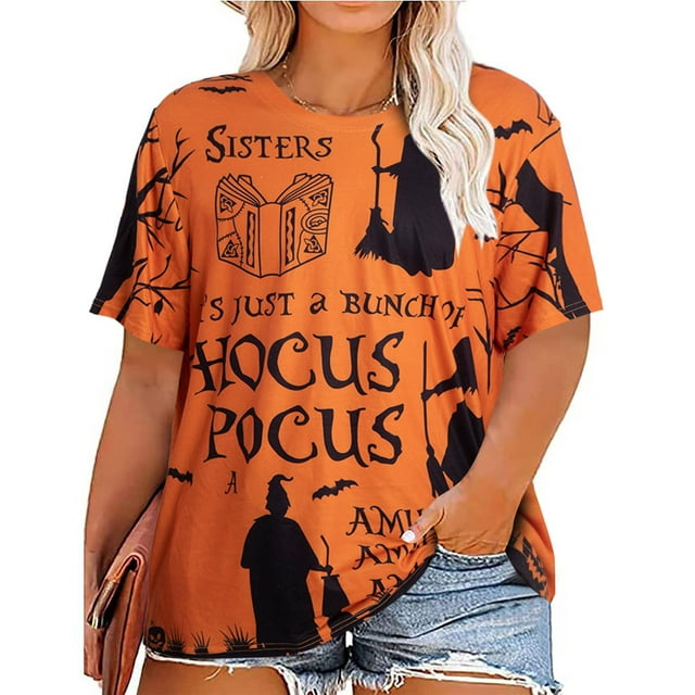 KimSoong Women Plus Size Hocus Pocus Shirts Sanderson Sisters Graphic ...
