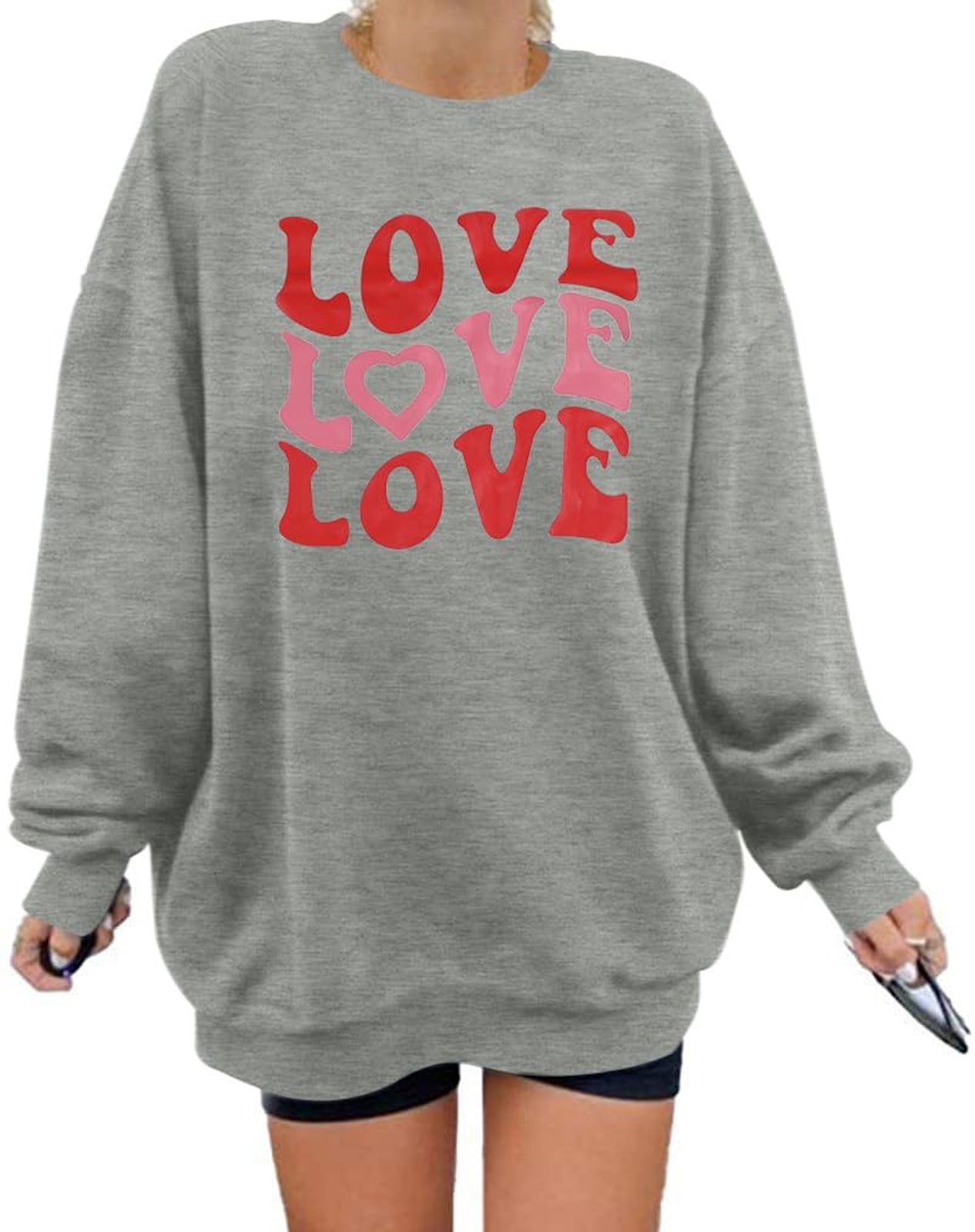 KimSoong Womens Love Sweatshirt Funny Graphic Long Sleeve Lightweight ...