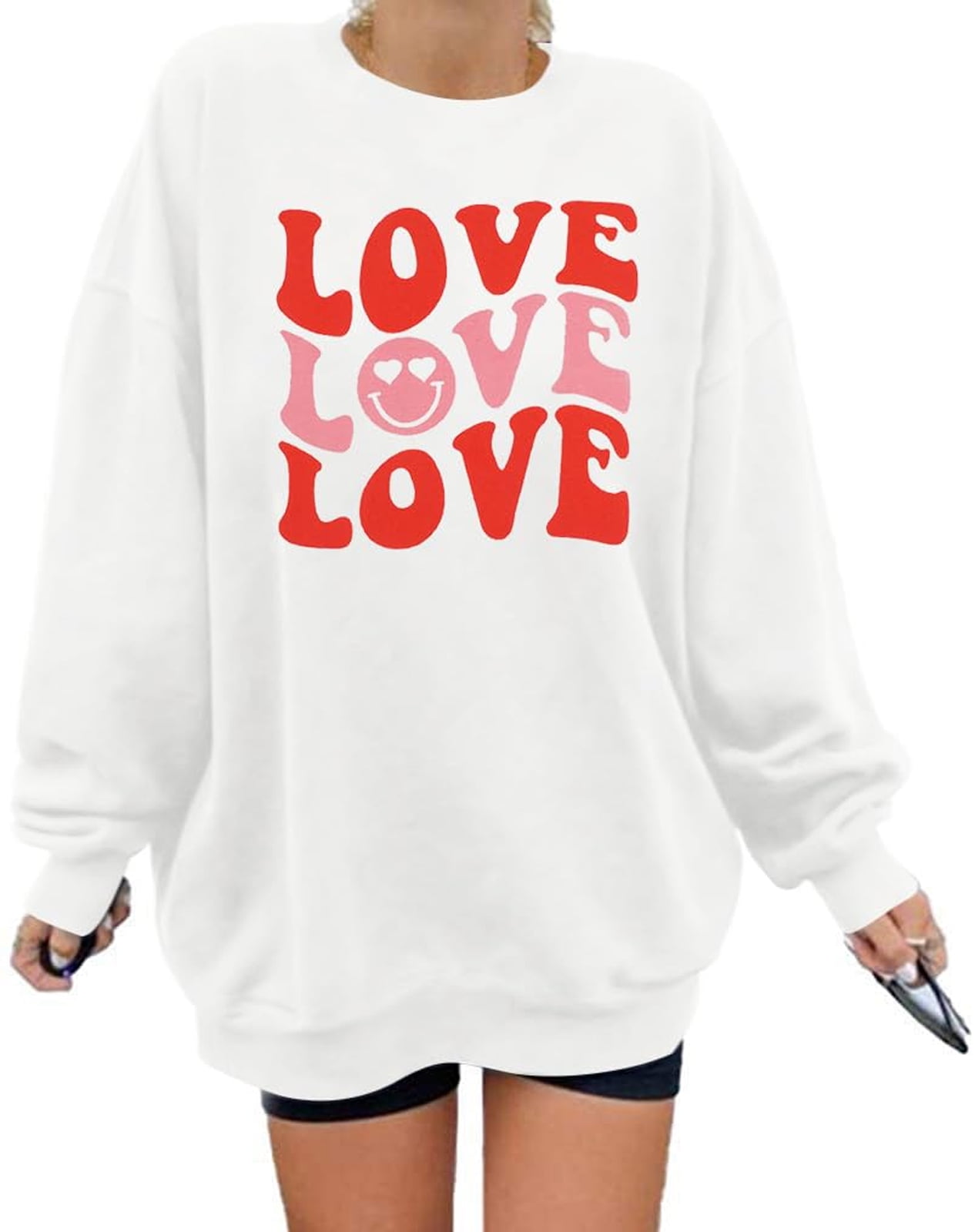 KimSoong Womens Love Sweatshirt Valentine's Day Shirts Funny Graphic ...