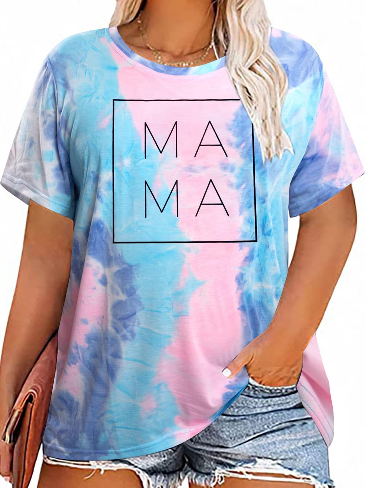 KimSoong Womens Plus Size Mama Shirt Women Cute Mama Rainbow Shirts ...