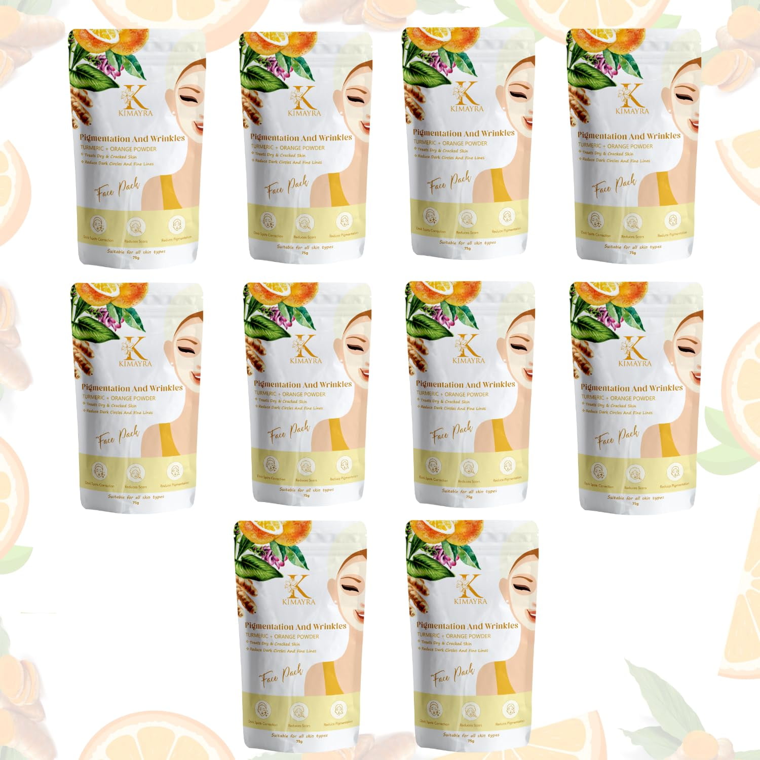 Kimayra Organic Turmeric Orange Face Pack Powder For Brightening Skin ...