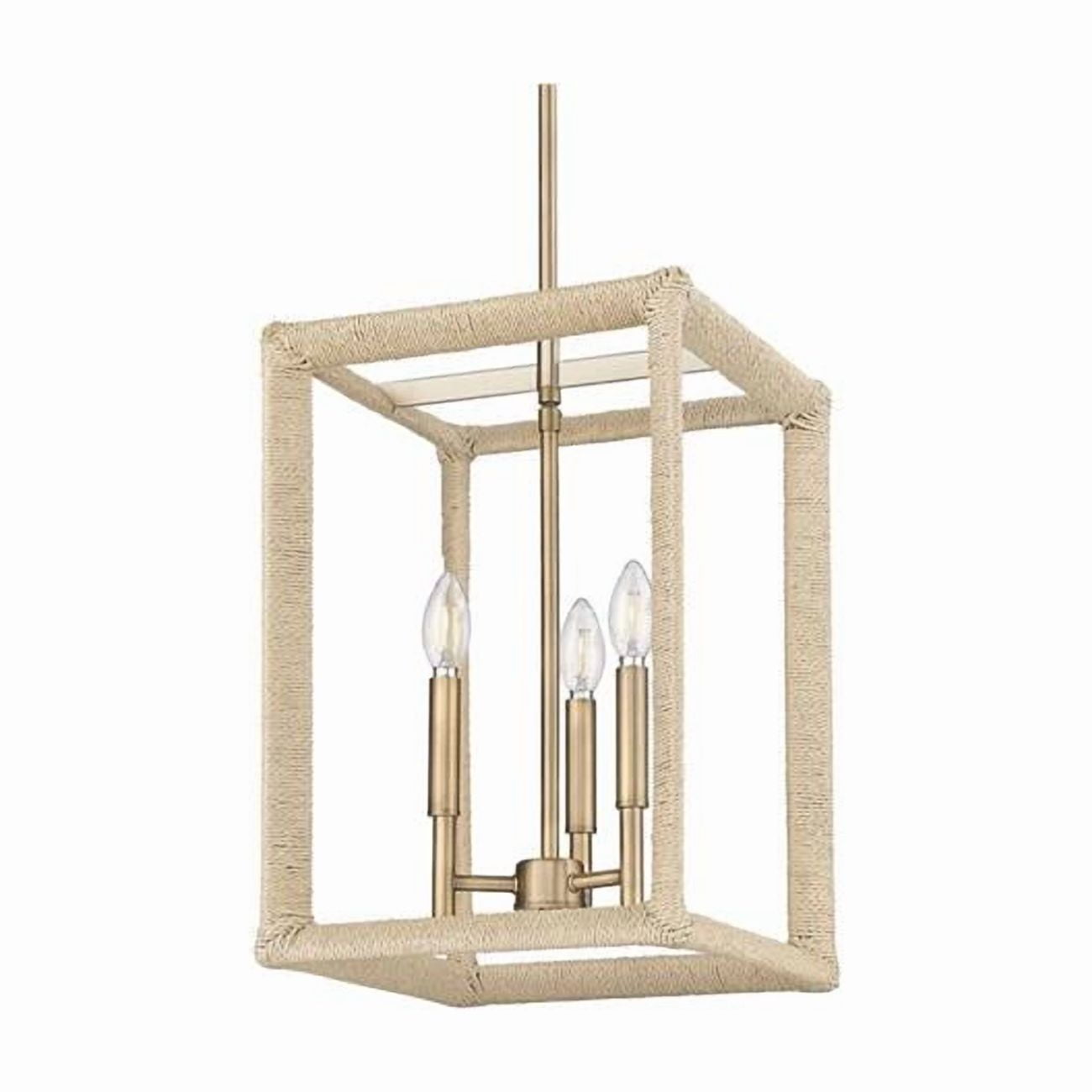 Kimber 3 Light Pendant in Modern Brass with Light Natural Rattan ...