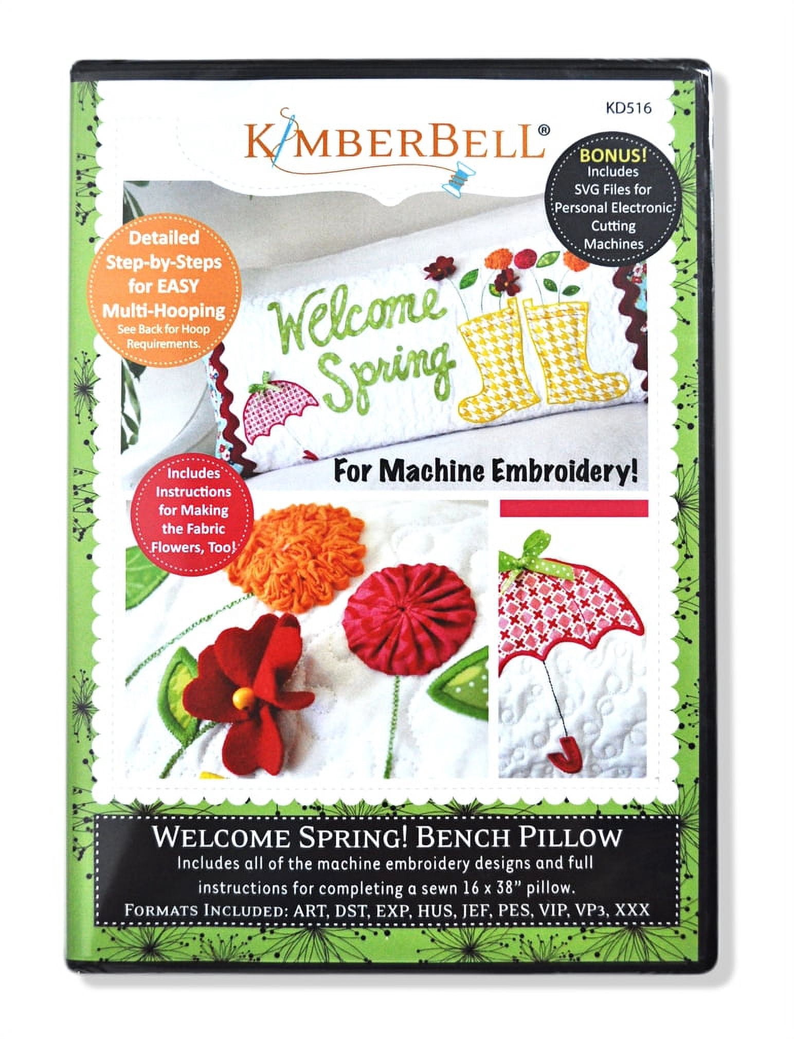 Kimberbell Welcome Spring Bench Pillow Machine Embroidery CD - Walmart.com