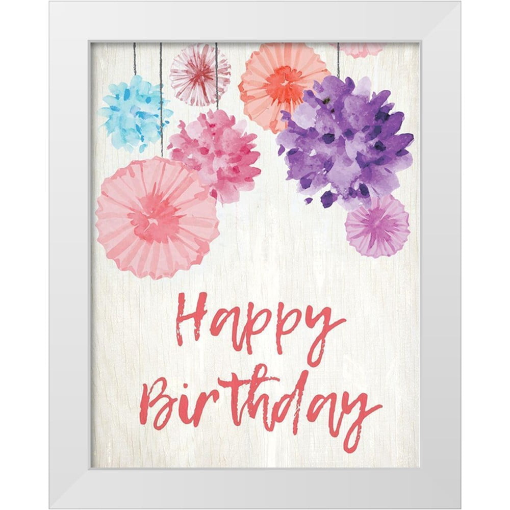 Kimberly, Allen 19x24 White Modern Wood Framed Museum Art Print Titled - Birthday Pom Poms ...