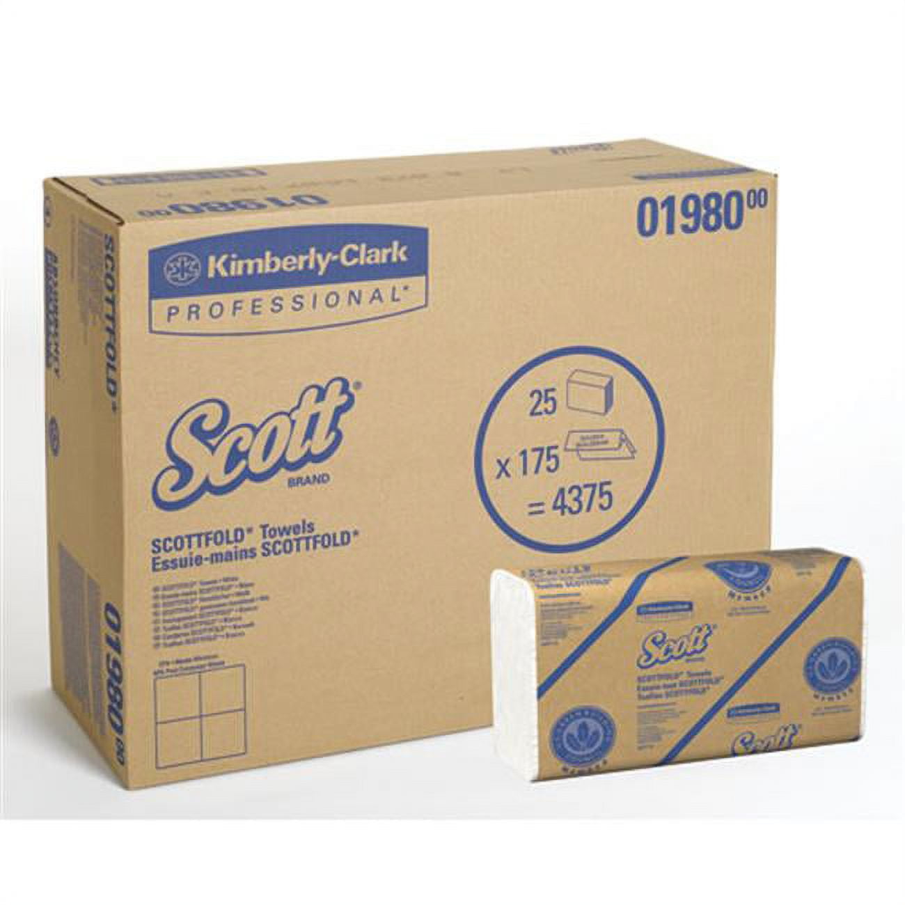 Kimberly-Clark KCC 01960 Scott M-Fold Twl white 25/175Shts - Walmart.com