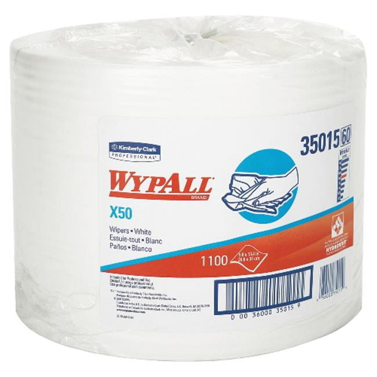 Kimberly-Clark Wypall X50 Teri Wiper Jumbo Roll White - 1100 Count ...