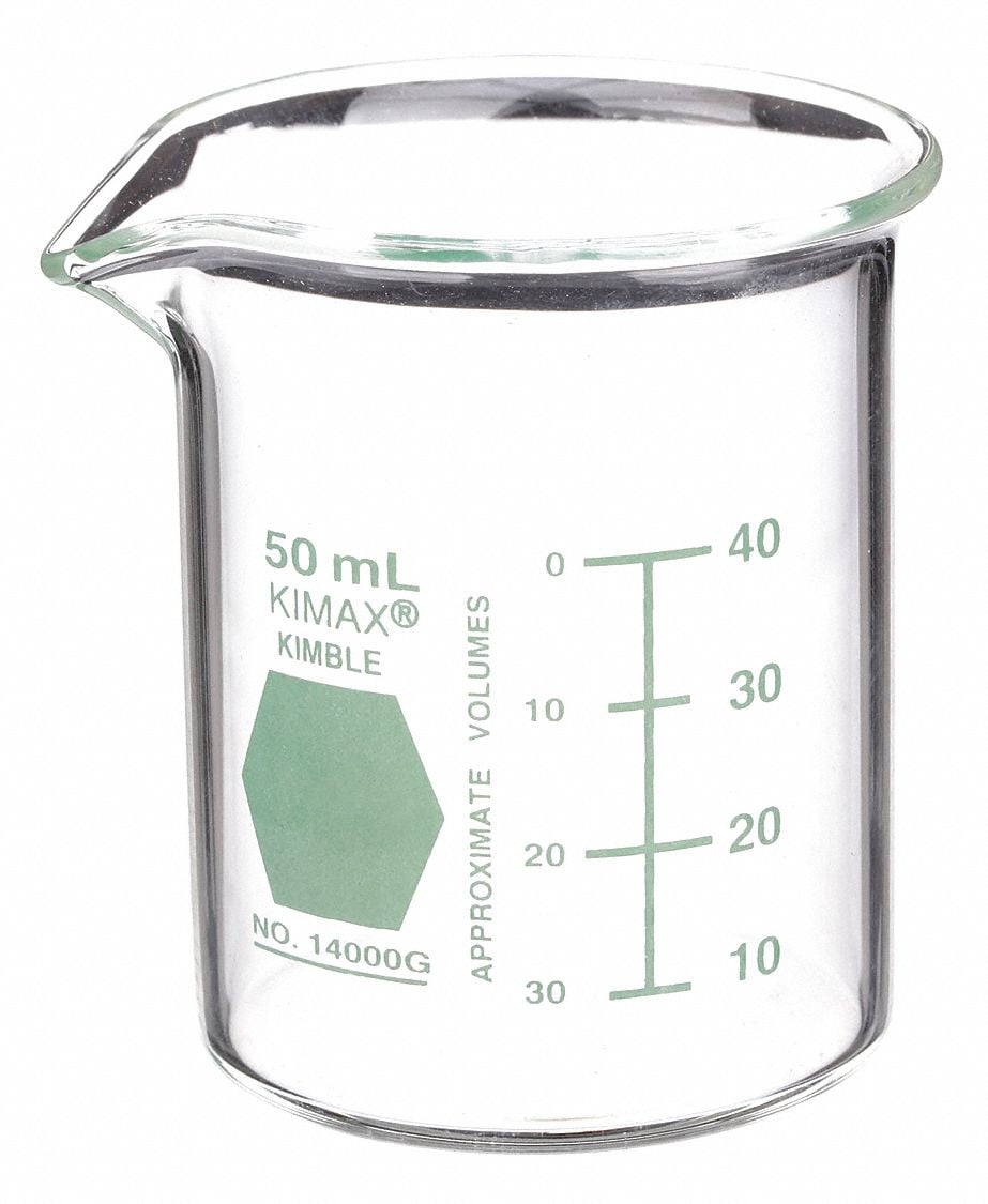 Kimble Chase Beaker,50 mL,53 mm H,42 mm Dia,PK12 14000G-50 - Walmart.com