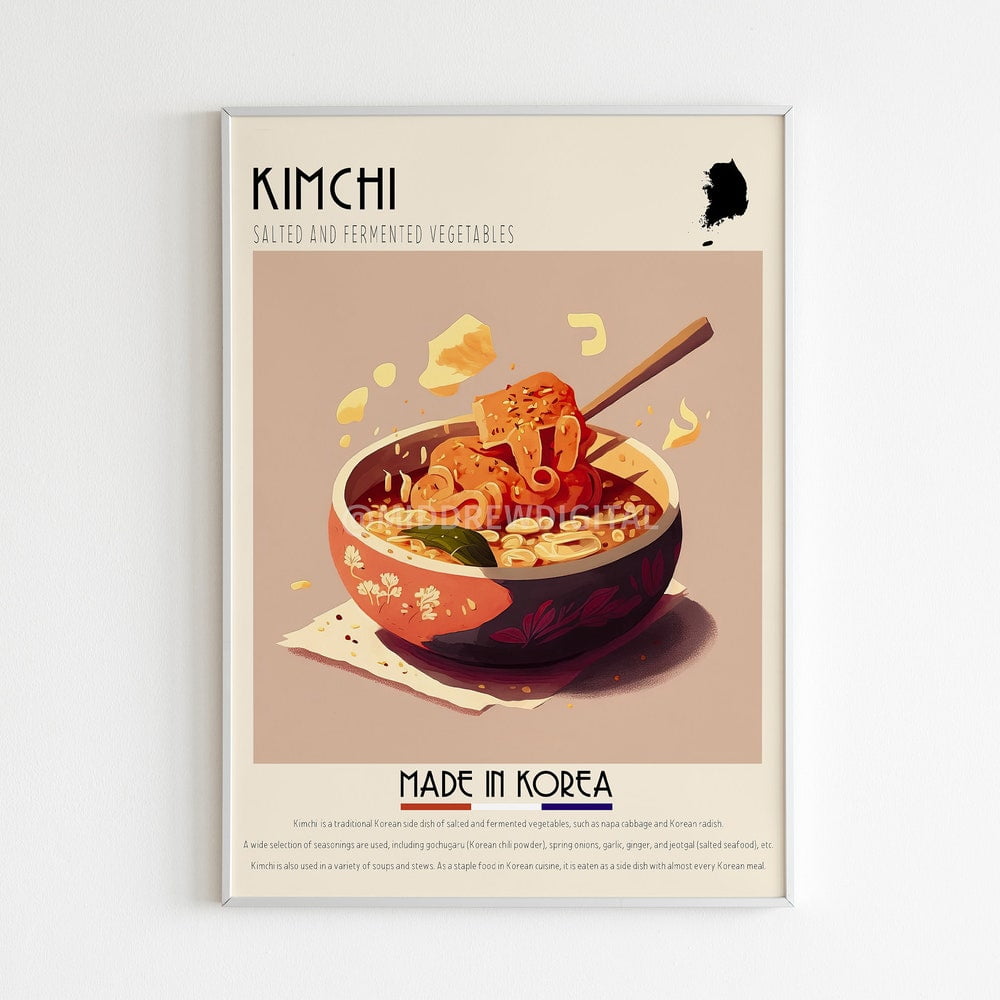 Kimchi Poster, Korean Food Print, Modern Kitchen Art, Cafe Wall Decor ...