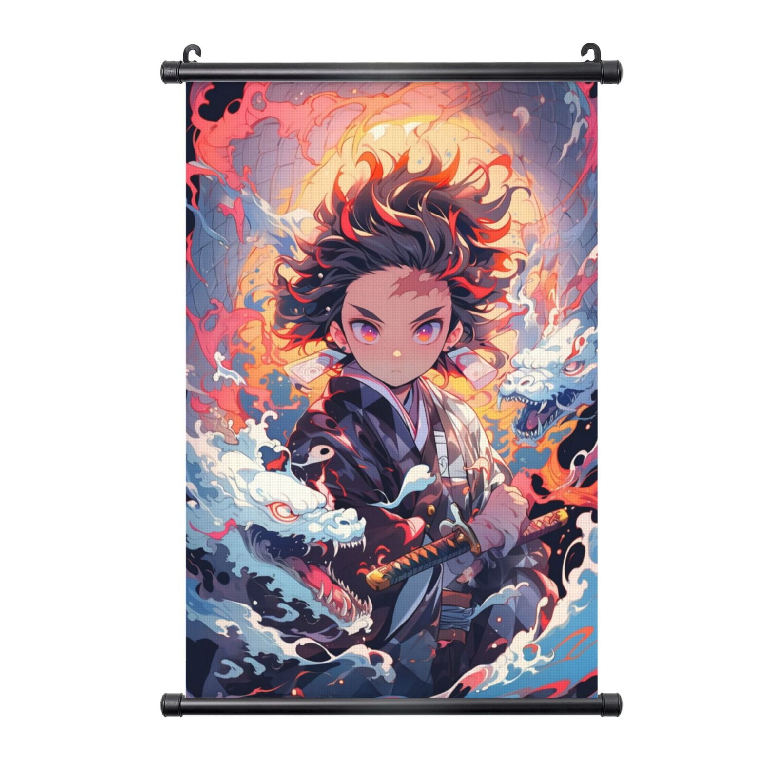 Kimetsu Hanging Poster Plastic Shaft Canvas Wall Hanging Banner Wall ...
