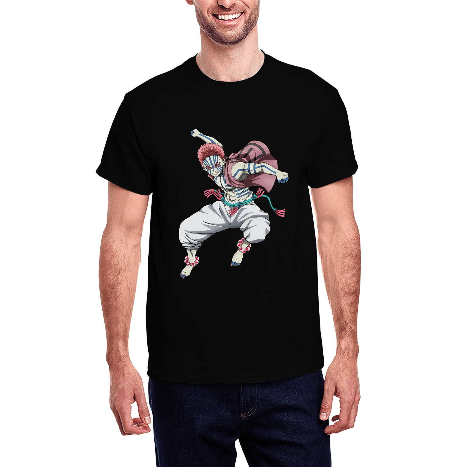 Kimetsu no Yaiba Upper Rank 3 Akaza Classic printed T shirt 7 - Walmart.com