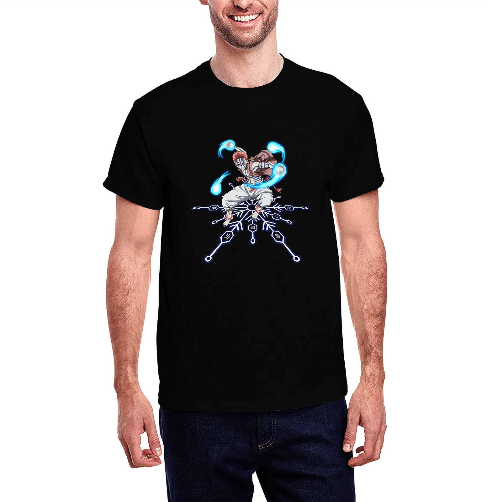 Kimetsu no Yaiba Upper Rank 3 Akaza Classic printed T shirt 9 - Walmart.com