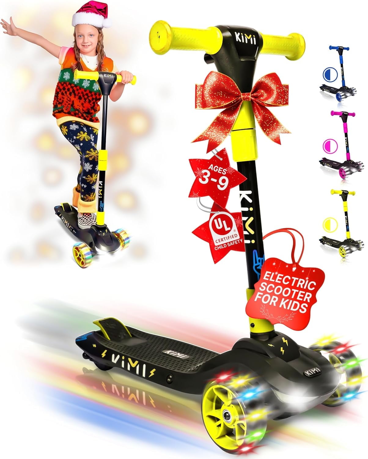 KIMI Kids Electric Scooter, 3-Wheel, Adjustable, 5MPH, 10 Miles Range ...