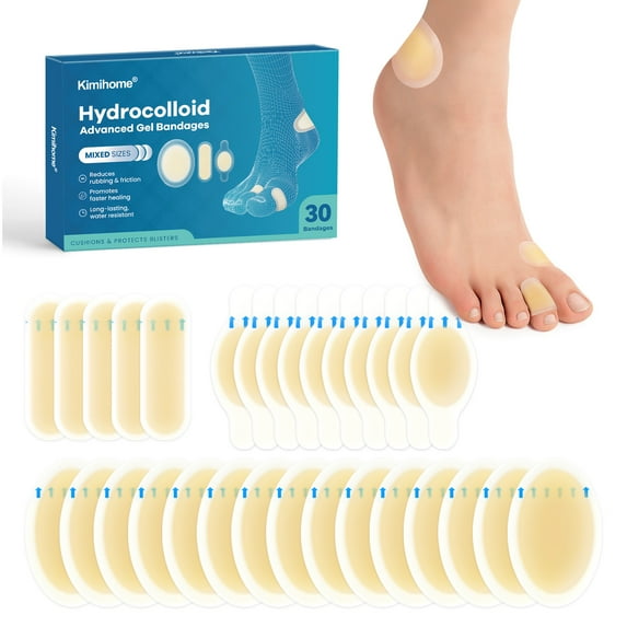 Kimihome hydrocolloid blister bandage – 30ct gel blister bandage – heel ...
