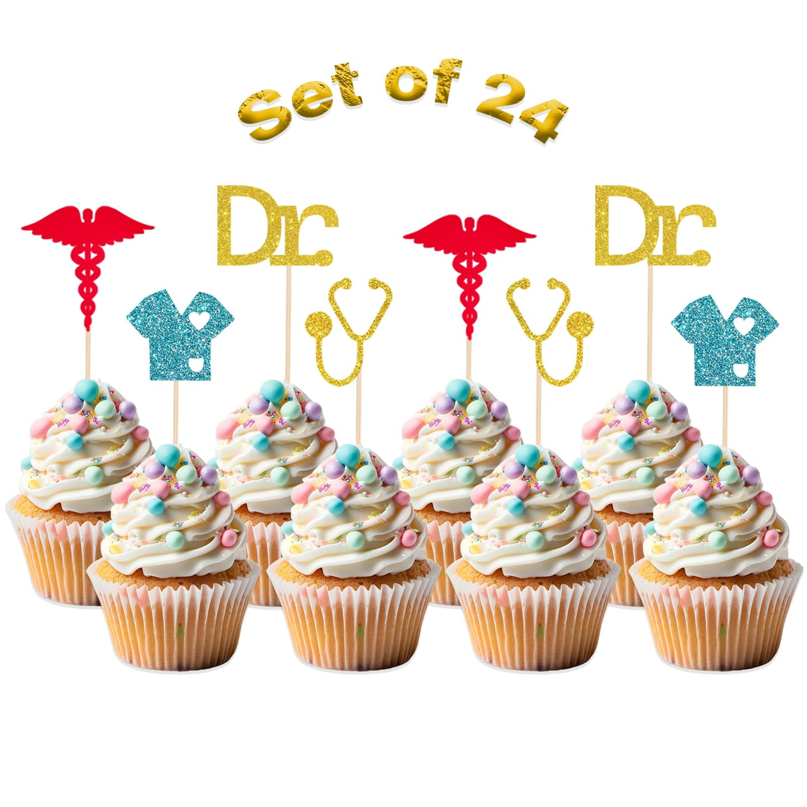 Kimini-Ki Doctor Cupcake Toppers, 24Pcs Doctor Birthday MDH1Graduation ...