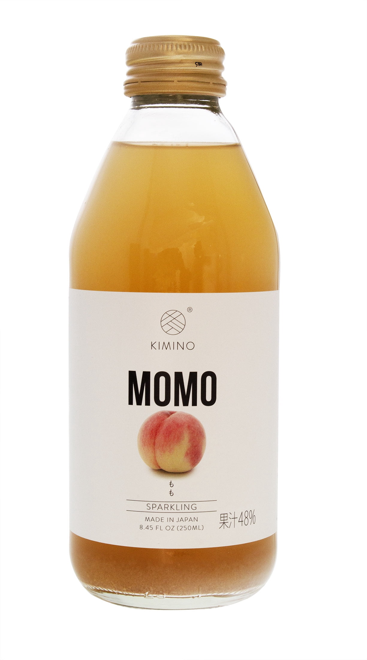 Kimino Sparkling Juice Momo Flavor (Peach) 8.45 fl oz, 24 Glass Bottles ...