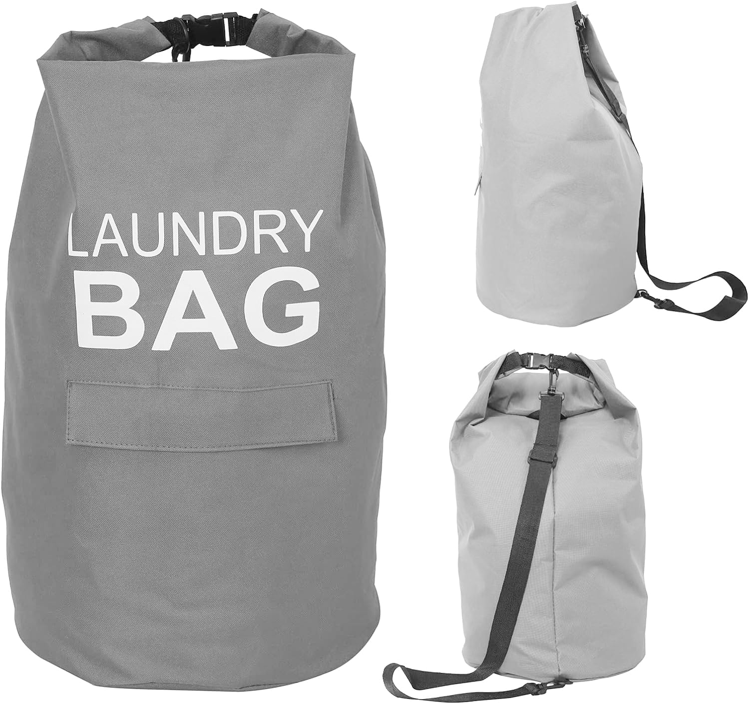 Kimmama Light Gray 70L Laundry Backpack, Waterproof Laundry Bag with ...