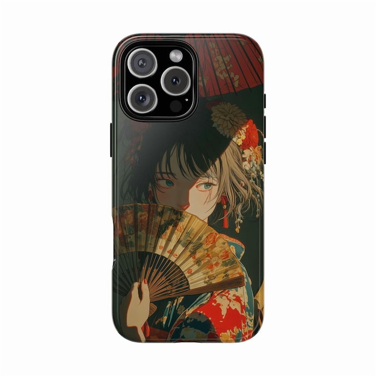 Kimono Fan Girl iPhone Case Japanese Cultural Portrait Art for iPhone ...