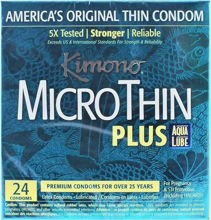 Kimono Microthin Plus - Premium Lubricated Natural Latex Condoms, Ultra ...