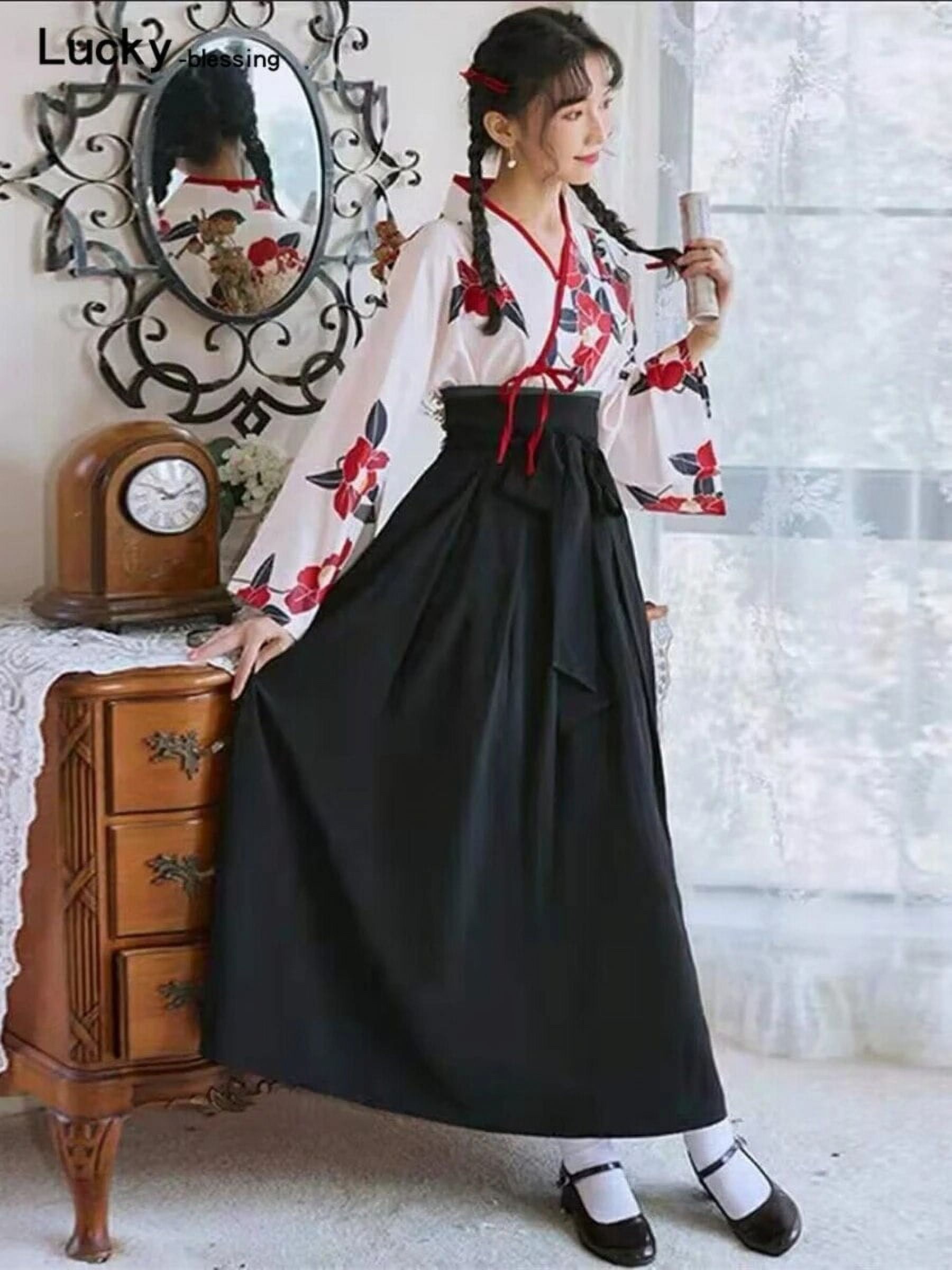 Kimono Sakura Girl Japanese Style Floral Print Vintage Dress Woman ...