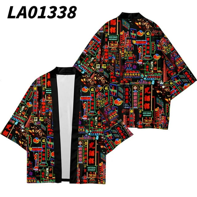 Kimono men's and women's 2021 Japanese traditional kimono cardigan neon ...