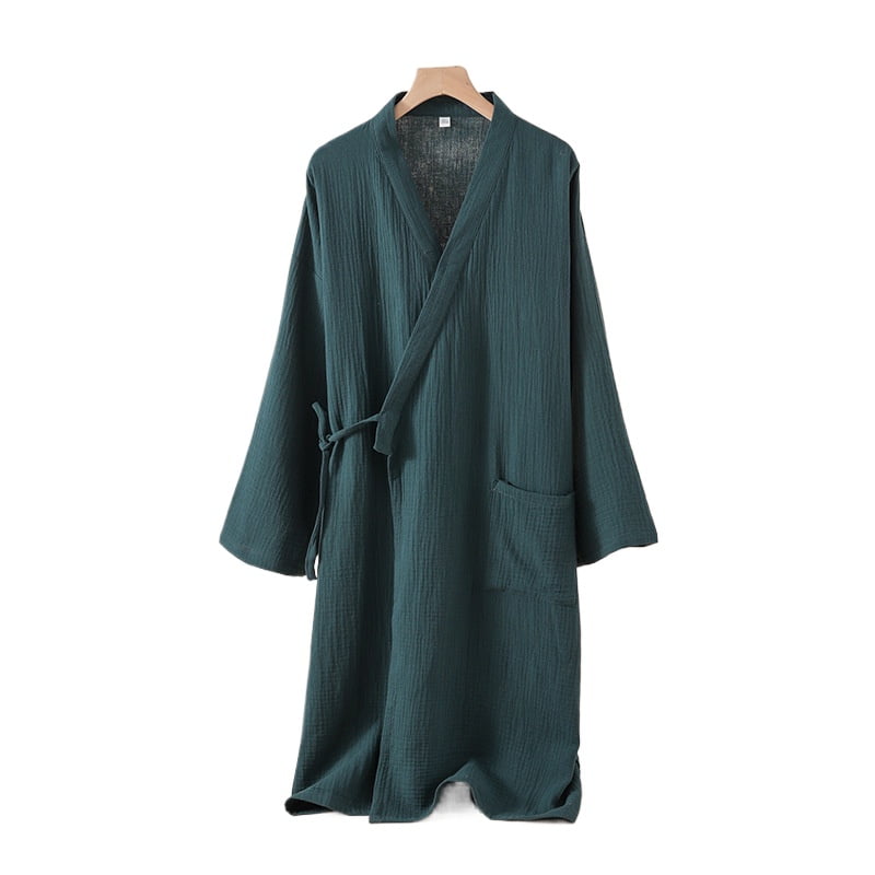 Kimono pajamas men's cotton yarn bathrobes Japanese tethered cardigan thin loungewear couple ...
