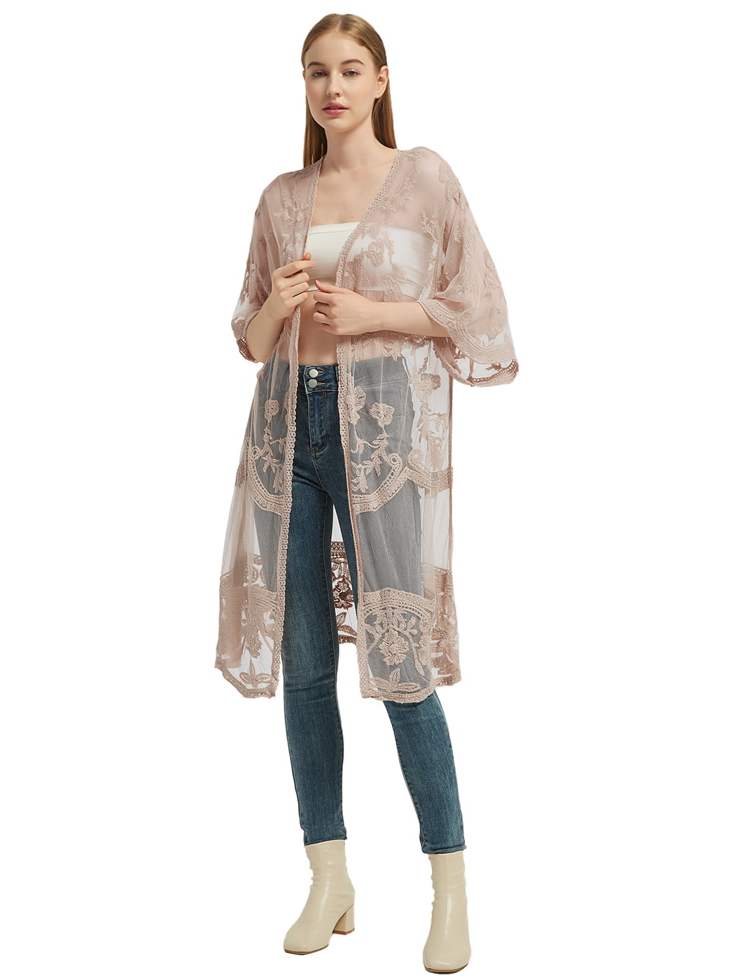 Kimonos for Women Lace Bathing Suit Cover Up Half Sleeve Summer ...