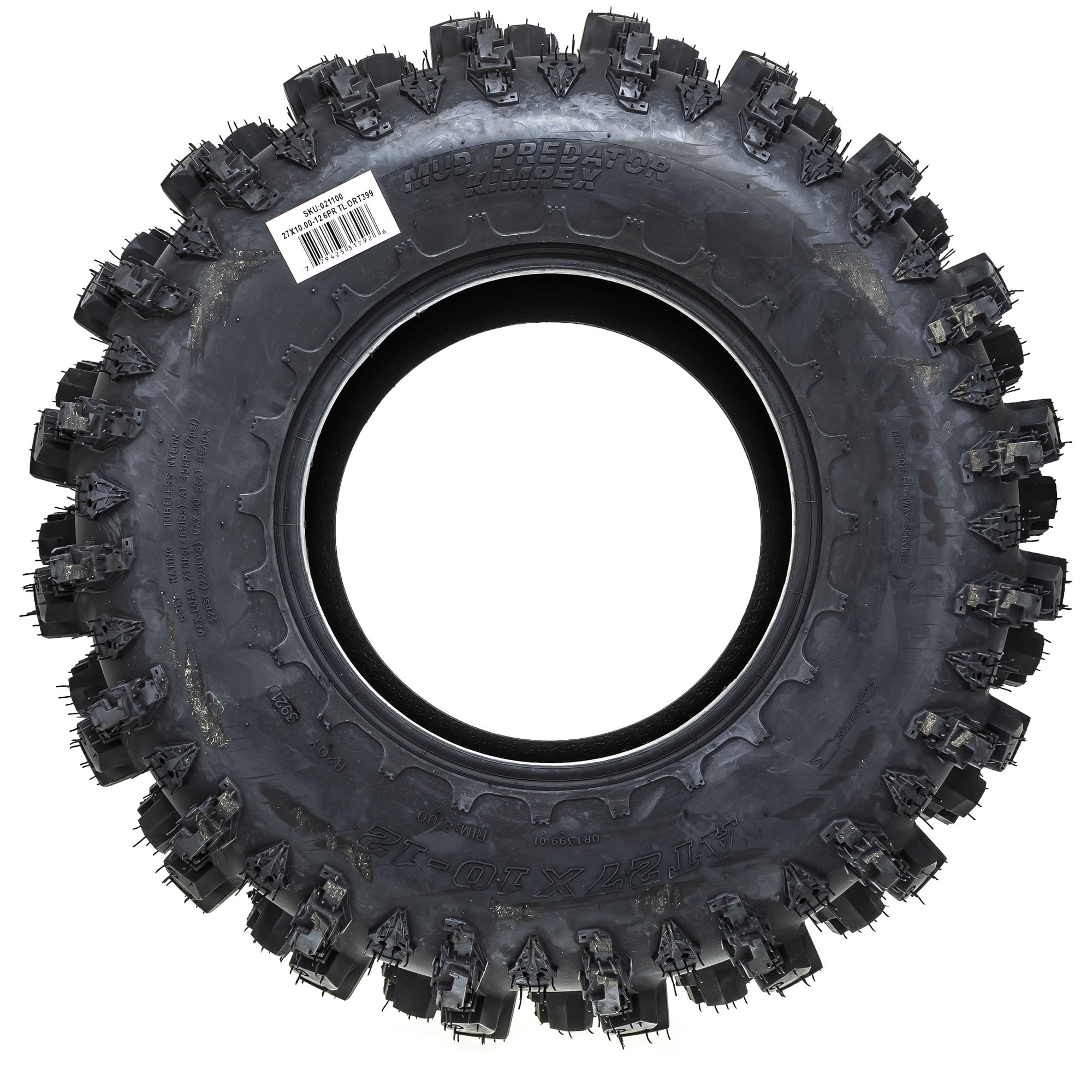 Kimpex 021100 Rear Mud Predator Tire Bias 27X10.00-12 BR500 UTV ...