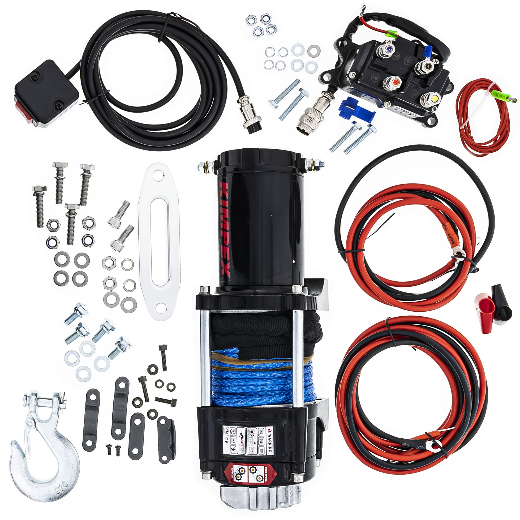 Kimpex 458243 2500 lbs Winch IP 67 Kit with Synthetic Rope Commander ...