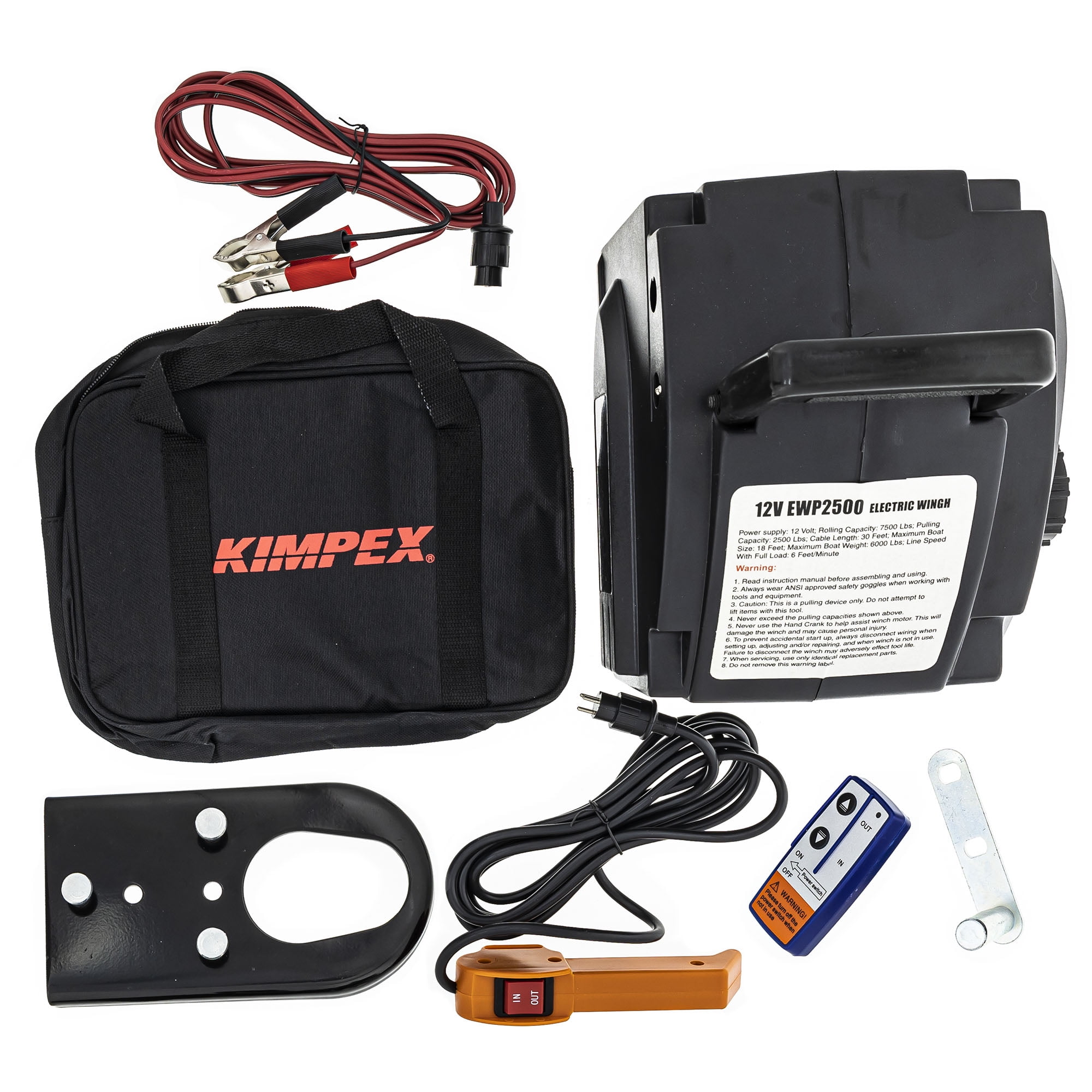 Kimpex Portable Electric Winch 2500 lbs 30ft Steel Cable 12 V DC Motor ...