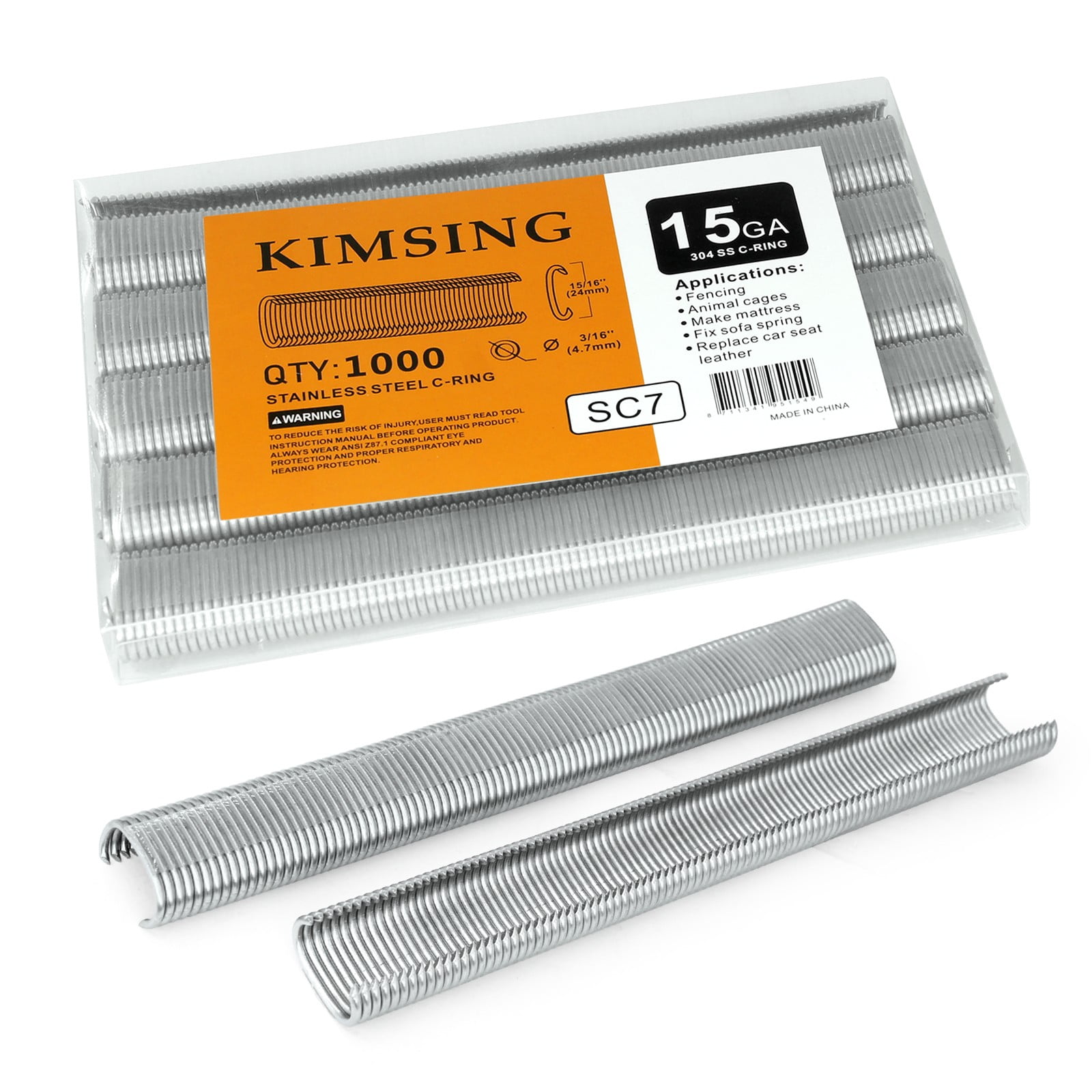 Kimsing 15 Gauge 304 Stainless Steel Hog Ring Staples, 3/4'' Diameter ...
