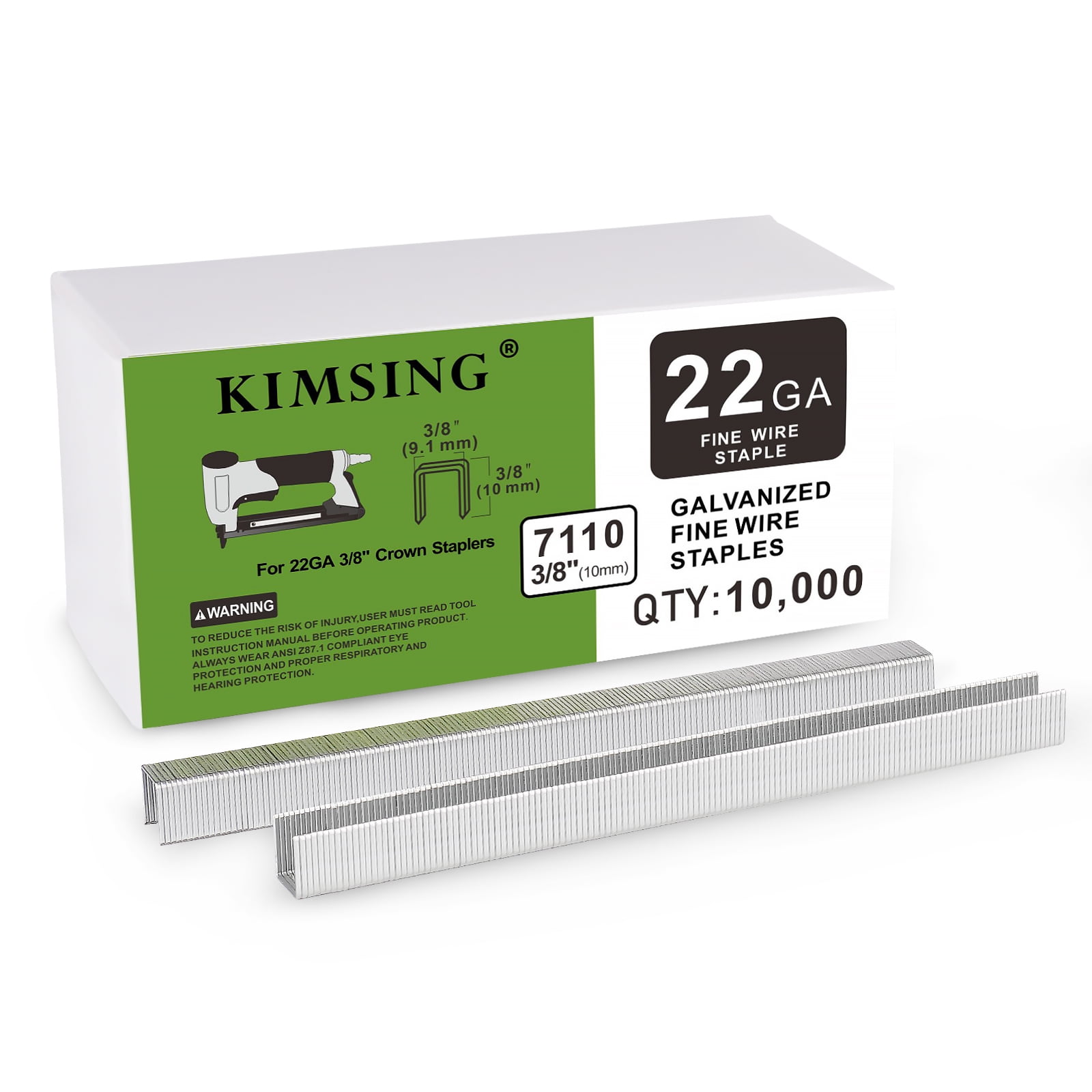 Kimsing 7110 22GA 71 Series Galvanized Upholstery Staples, 3/8'' Crown ...